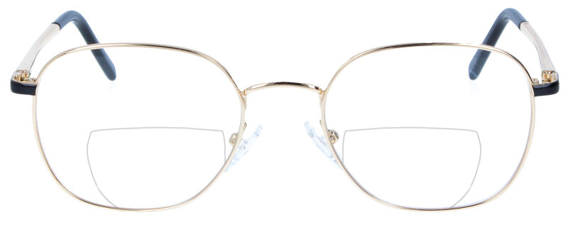 Goldene Metall-Bifokalbrille MERLIN in Panto-Form mit Federscharnier ...